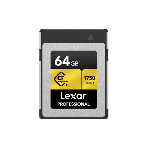 Lexar Professional 64GB CFexpress Type B Memory Card, Up To 1750MB/s Read, Raw 4K Video Recording, Supports PCIe 3.0 and NVMe (LCFX10-64GCRBNA)