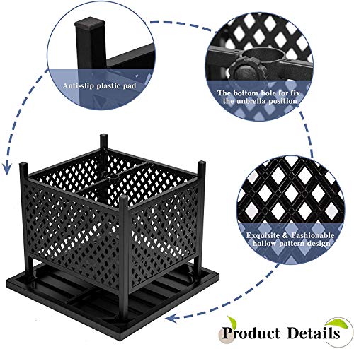 Omelaza Outdoor Patio Bistro Coffee Table Side Table with 1.57" Umbrella Hole, Small Metal Square, for Garden, Pool, Deck, Black