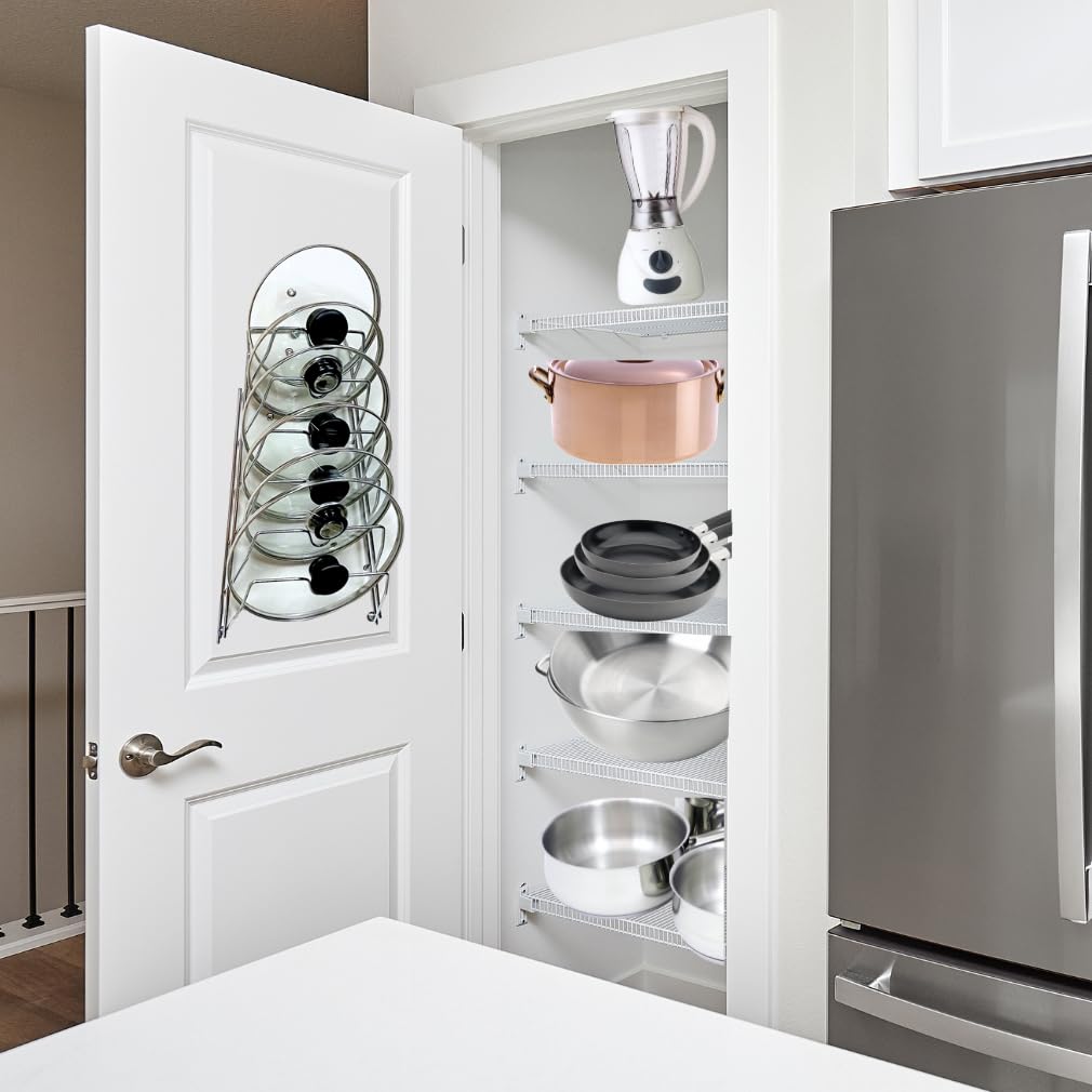 Evelots Lid Organizer Pots and Pans/Pot Lid Organizer/Pan Cover Organizer/6-Lid Holder for Pots/Lid Holder for Cabinet/Wall