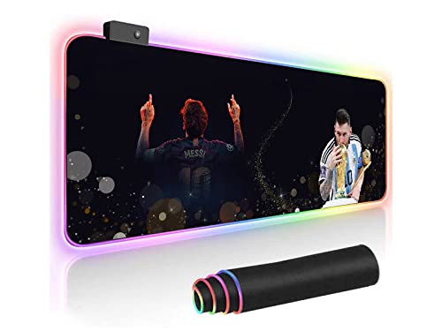 Champion World Cup RGB Soft Gaming Mouse Pad Large Oversized Glowing Led Extended Mousepad Non-Slip Rubber Base Computer Keyboard Pad Mat