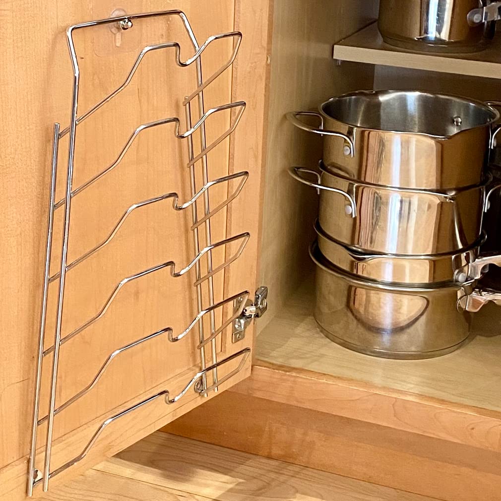 Evelots Lid Organizer Pots and Pans/Pot Lid Organizer/Pan Cover Organizer/6-Lid Holder for Pots/Lid Holder for Cabinet/Wall
