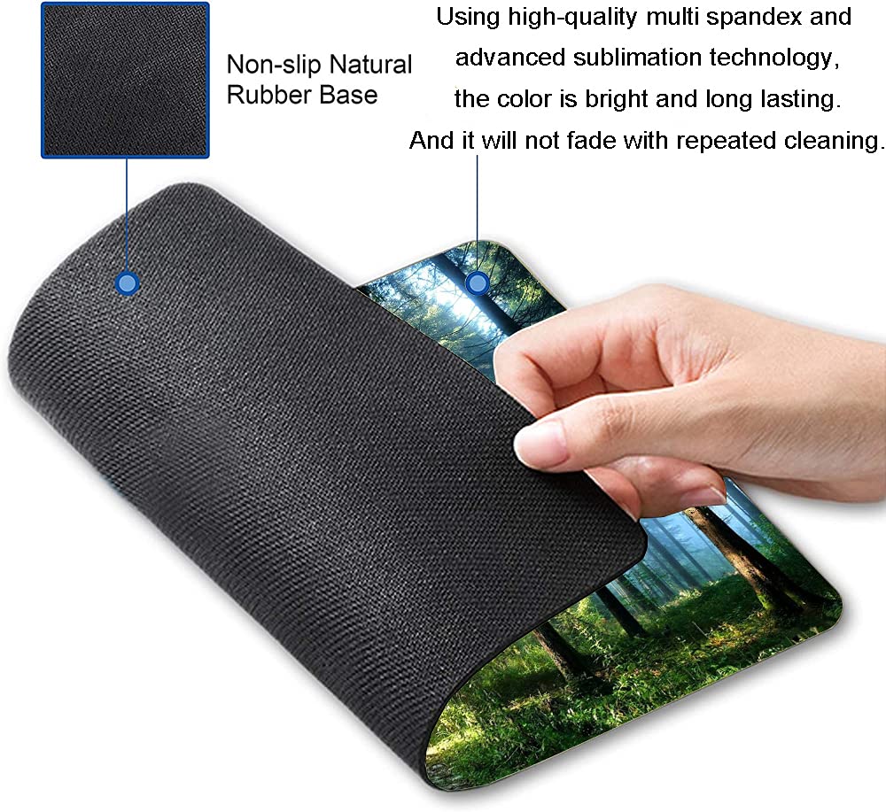 Natural Scenery Forest Custom Design, Square Waterproof Non-Slip Rubber Base MousePads for Office Laptop, 9.5"x7.9"x0.12" Inch