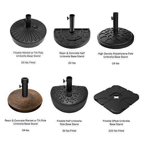 Pure Garden 50-LG1210 Outdoor Umbrella Base β Heavy-Duty Resin and Cement 34LB Weighted Patio Shade Stand for Deck, Backyard, or Poolside Use (Bronze), 1.5"-1.8"