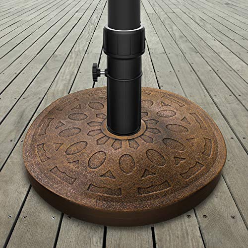 Pure Garden 50-LG1210 Outdoor Umbrella Base β Heavy-Duty Resin and Cement 34LB Weighted Patio Shade Stand for Deck, Backyard, or Poolside Use (Bronze), 1.5"-1.8"
