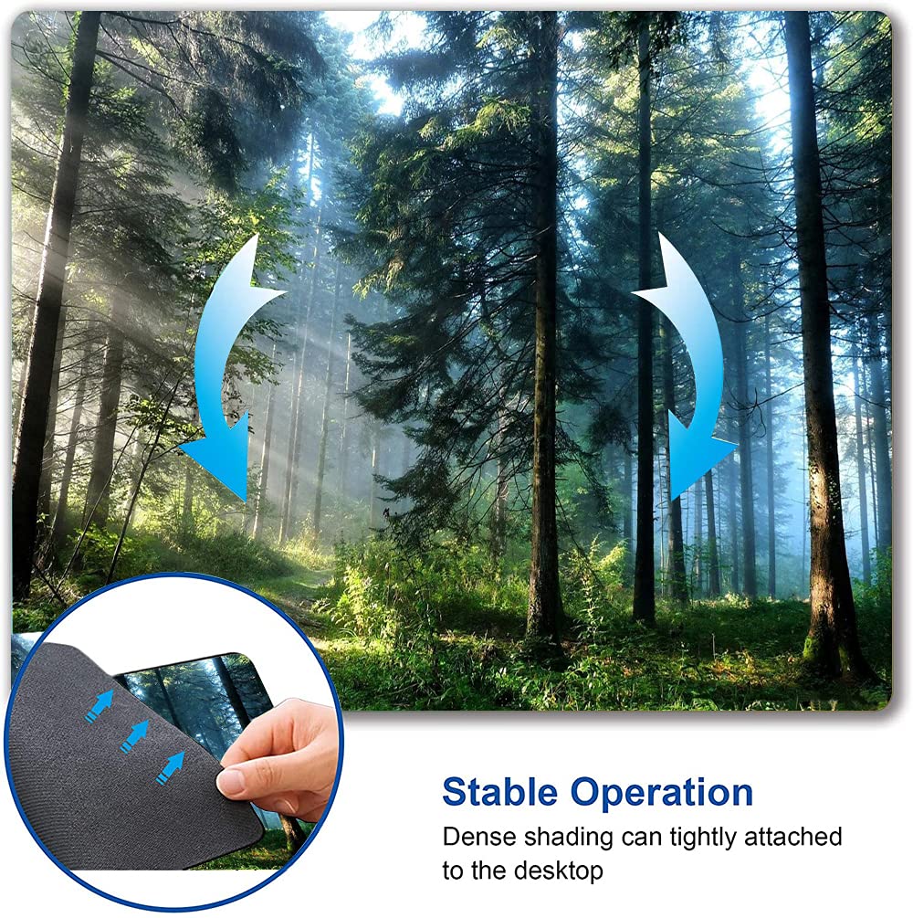 Natural Scenery Forest Custom Design, Square Waterproof Non-Slip Rubber Base MousePads for Office Laptop, 9.5"x7.9"x0.12" Inch