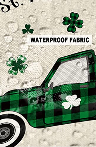 Outdoor Pillows 16x16 Waterproof Outdoor Pillow Covers, St Patrick's Day Shamrock Truck Polyester Throw Pillow Covers Garden Cushion Decorative Case for Patio Couch Decoration Set of 2, Spring Clovers