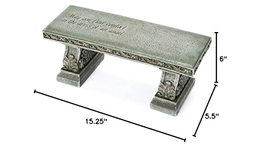 Roman Memorial Bench with Verse Inscribed on Top, 15.25-Inch, Resin, Small