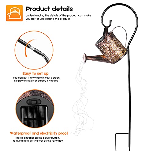 Ospetty Art Light LED Solar Waterfall Garden Light Outdoor Decorative Watering Can Garden Yard Decoration Stake Light-Lifetime Replacement Guarantee