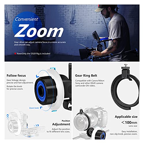 Neewer Shoulder Rig Kit for DSLR Cameras and Camcorders, Movie Video Film Making System with Matte Box, Follow Focus, C-Shaped Bracket, 15mm Rods, Handgrip, 1/4β & 3/8β Threads (Blue + Black)