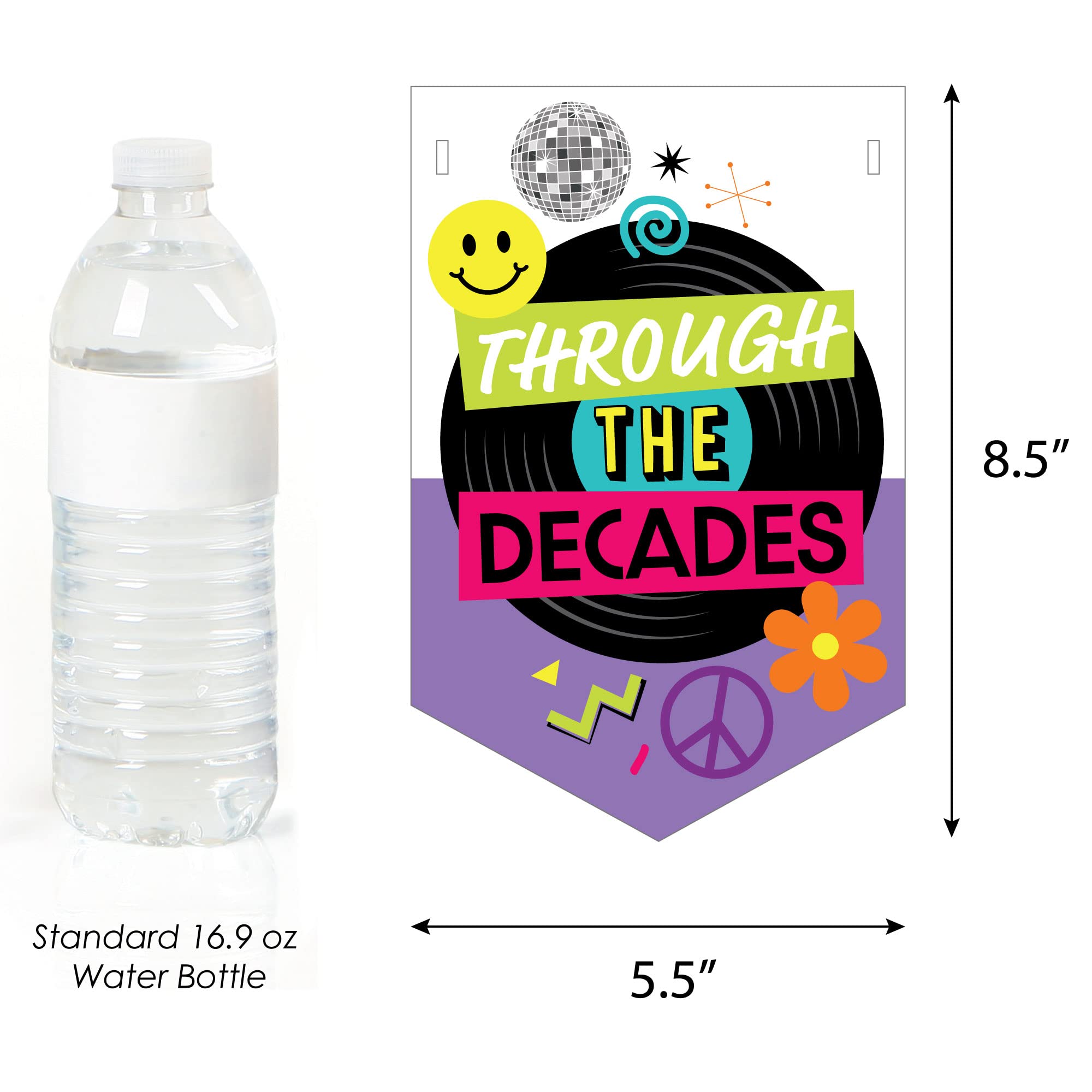 Big Dot of Happiness Through the Decades - 50s, 60s, 70s, 80s, and 90s Party Bunting Banner - Party Decorations - Through the Decades
