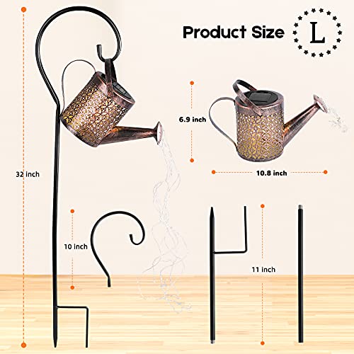 Ospetty Art Light LED Solar Waterfall Garden Light Outdoor Decorative Watering Can Garden Yard Decoration Stake Light-Lifetime Replacement Guarantee