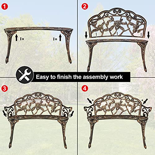 TTY Store Patio Garden Bench Park Bench Loveseats for Outdoor Porch, Patio, Lawn, Balcony, Backyard and Indoor Metal Material Bench