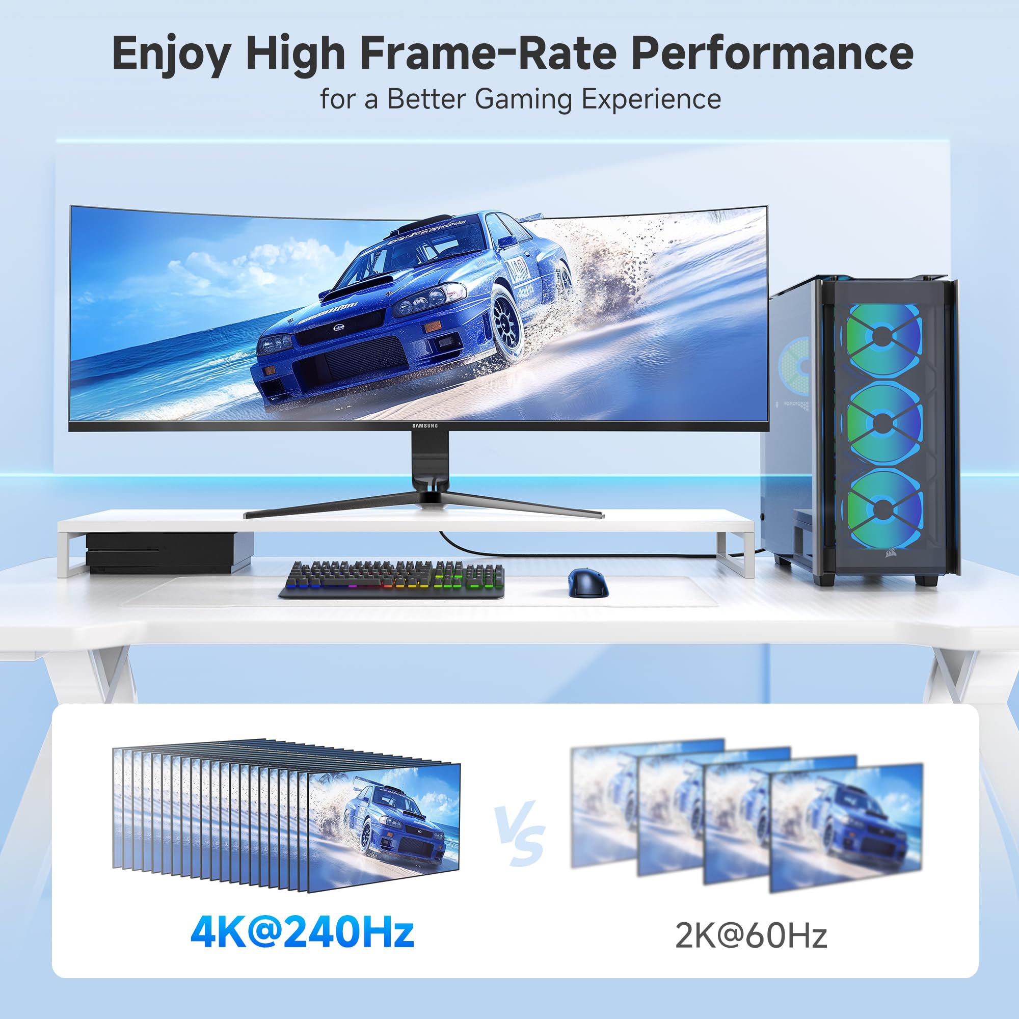 Cable Matters 8K DisplayPort 1.4 to HDMI 2.1 Cable - 6ft / 1.8m, with 4K 240Hz / 8K 60Hz, Unidirectional Display Port to HDMI 2.1 Cable, Supports RTX4080, RX7900, Not Work with PS5, Black