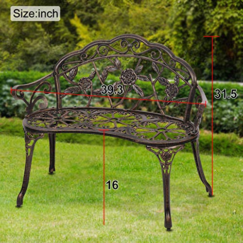 TTY Store Patio Garden Bench Park Bench Loveseats for Outdoor Porch, Patio, Lawn, Balcony, Backyard and Indoor Metal Material Bench