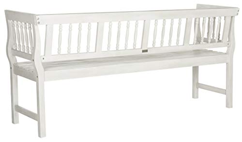 Safavieh PAT6732C Outdoor Collection Brentwood Bench, Antique/White