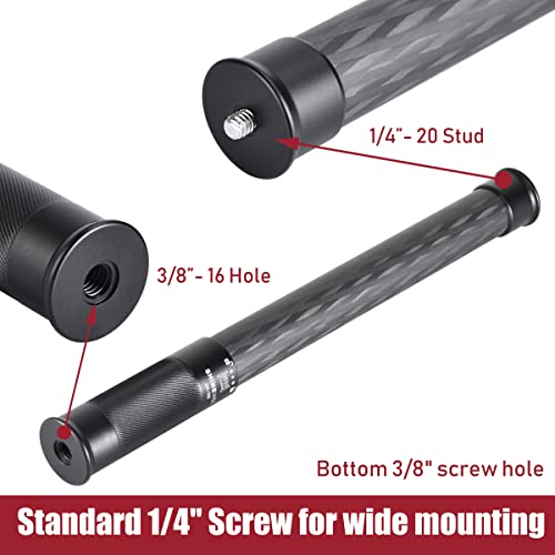 Carbon Fiber Extension Pole,Fast Twisting Lock 4 Section Tube,1/4" Screw Mount Compatible with Camera Phone Gimbal Stablizer Gopro DJI Osmo,Lightweight Digital Camera Selfie Stick
