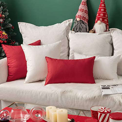MIULEE Pack of 2 Decorative Outdoor Waterproof Pillow Covers Square Garden Cushion Sham Throw Pillowcase Shell for Patio Tent Couch 20x20 Inch Red
