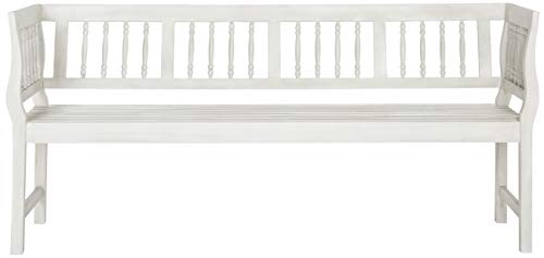 Safavieh PAT6732C Outdoor Collection Brentwood Bench, Antique/White