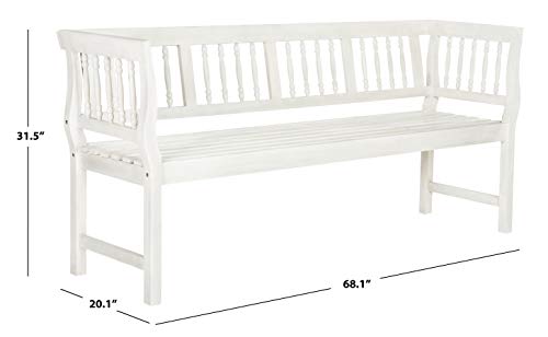 Safavieh PAT6732C Outdoor Collection Brentwood Bench, Antique/White