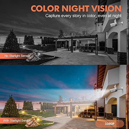 Security Cameras Wireless Outdoor, Dzees 2K Solar Powered Outdoor Security Cameras with Siren & Spotlight, 2.4G WiFi Wireless Surveillance Cameras for Home Security, Color Night Vision/2-Way Talk/IP66