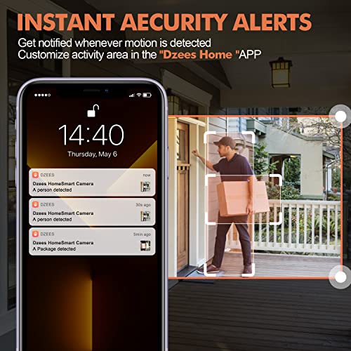 Security Cameras Wireless Outdoor, Dzees 2K Solar Powered Outdoor Security Cameras with Siren & Spotlight, 2.4G WiFi Wireless Surveillance Cameras for Home Security, Color Night Vision/2-Way Talk/IP66