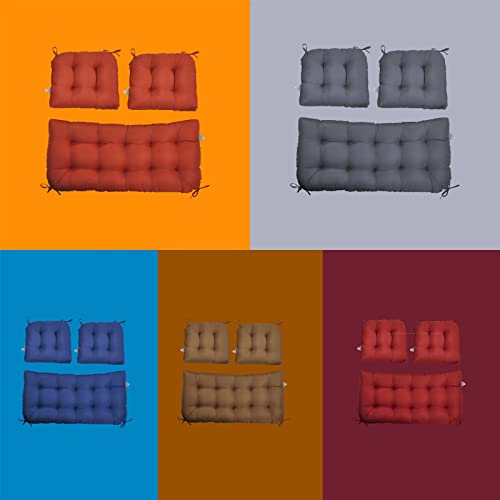Kunste Patio Furniture Cushions Sets Tufted Wicker Settee Bench Cushions Indoor Outdoor 1 Loveseat 2 Seating Cushions Light Coffee