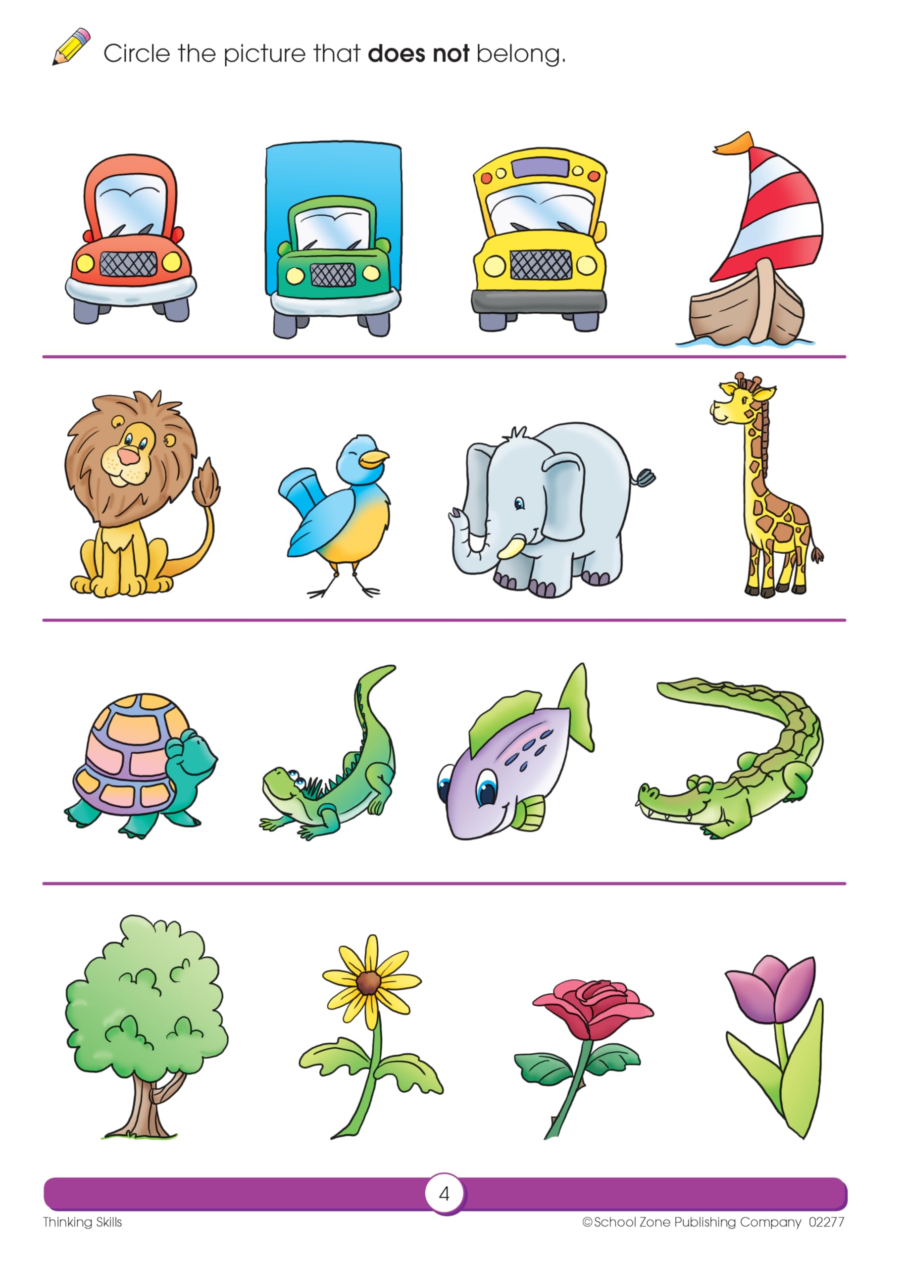 School Zone - Thinking Skills Workbook - 64 Pages, Ages 3 to 5, Preschool to Kindergarten, Problem-Solving, Logic & Reasoning Puzzles, and More (School Zone Get Ready!™ Book Series)