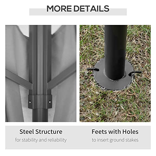 Outsunny 9' x 13' Patio Gazebo Canopy, Double Vented Roof, Steel Frame, Curtain Sidewalls, Outdoor Sun Shade Shelter for Garden, Lawn, Backyard, Deck, Gray