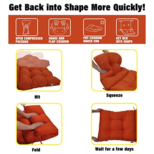 Kunste Patio Furniture Cushions Sets Tufted Wicker Settee Bench Cushions Indoor Outdoor 1 Loveseat 2 Seating Cushions Light Coffee