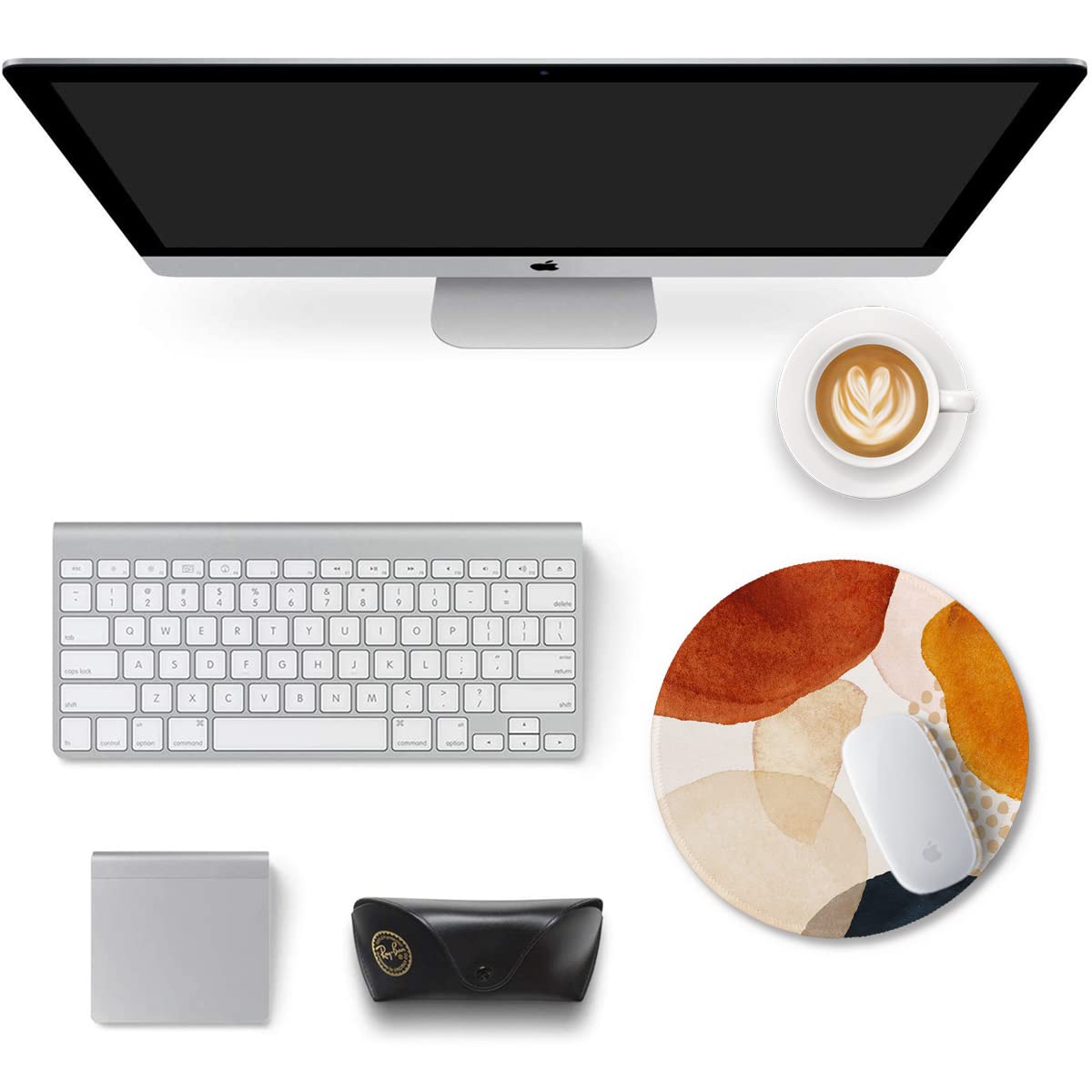 Auhoahsil Mouse Pad, Abstract Art Round Non-Slip Rubber Mousepad with Stitched Edges for Wireless Mouse Laptop Computer Gaming Office Travel Men Women Kids, Cute Design, 8.7 x 8.7 in, Stones