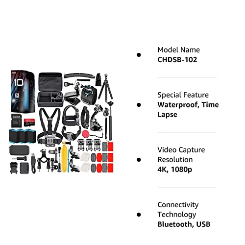 GoPro HERO10 (Hero 10) Black - Waterproof Action Camera with Front LCD and Touch Rear Screens, GP2 Engine, 5K HD, 23MP Photos, Live Streaming, 64GB Card, 50 Piece Accessory Kit and 2 Extra Batteries