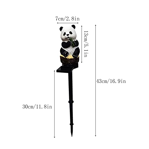 PRTECY 2Pcs Panda Solar Garden Stake Lights Outdoor Waterproof Resin Panda Solar LED Light with Stake Cute Figurine Panda Sculpture Ornaments for Garden Lawn Patio Yard Decor