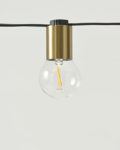 Brightech Glow LED String Lights - 26 Ft Commercial Grade Patio Lights with Brass Accents - Outdoor Waterproof Globe String Light for Backyard, Garden