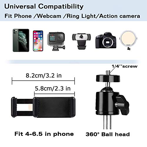 Overhead Video Mount Articulating Arm,Cell Phone Holder, Webcam Stand Lazy Desk Arm Clamp Desktop Suspension Scissor Accessory for Flat Photography Videography Recording Livestream(Black)