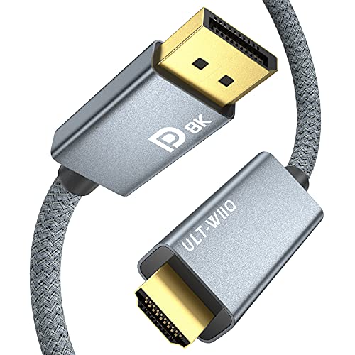 ULT-WIIQ 8K DisplayPort to HDMI Cable 9.9ft, DP 1.4 to HDMI 2.1 Video Cable, Support 8K, 4K@120Hz/144Hz, 2K@240Hz, Dynamic HDR, Dolby Vision, HDCP 2.3, DSC 1.2a for PC, HP, DELL, AMD, NVIDIA Graphics