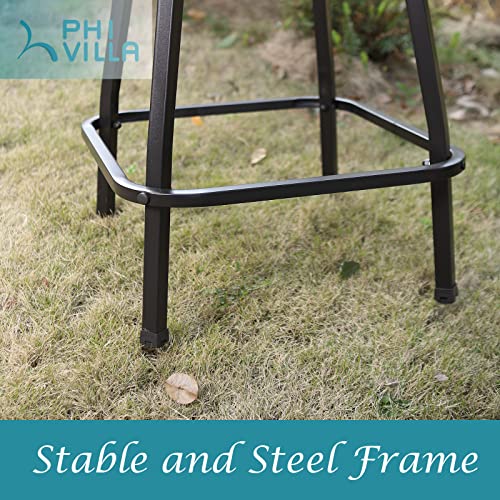 PHI VILLA Patio Swivel Bar Stools Outdoor Swivel 2 Bar Height Chair Patio Furniture Set, (Set of 4)