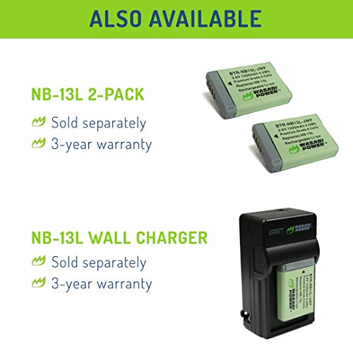 Wasabi Power NB-13L Battery for Canon PowerShot G1 X Mark III, G5 X, G7 X, G7 X Mark II, G9 X, G9 X Mark II, SX620 HS, SX720 HS, SX730 HS, SX740 HS