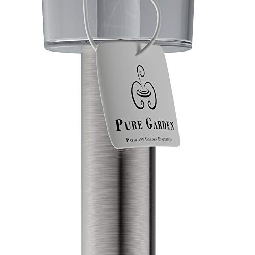Pure Garden 50-LG1067 Path Lights-12.2β Stainless Steel Outdoor Stake Garden, Landscape, Patio, Driveway, Walkway 12.2" Solar Pathway Lights-Set of 12, Silver