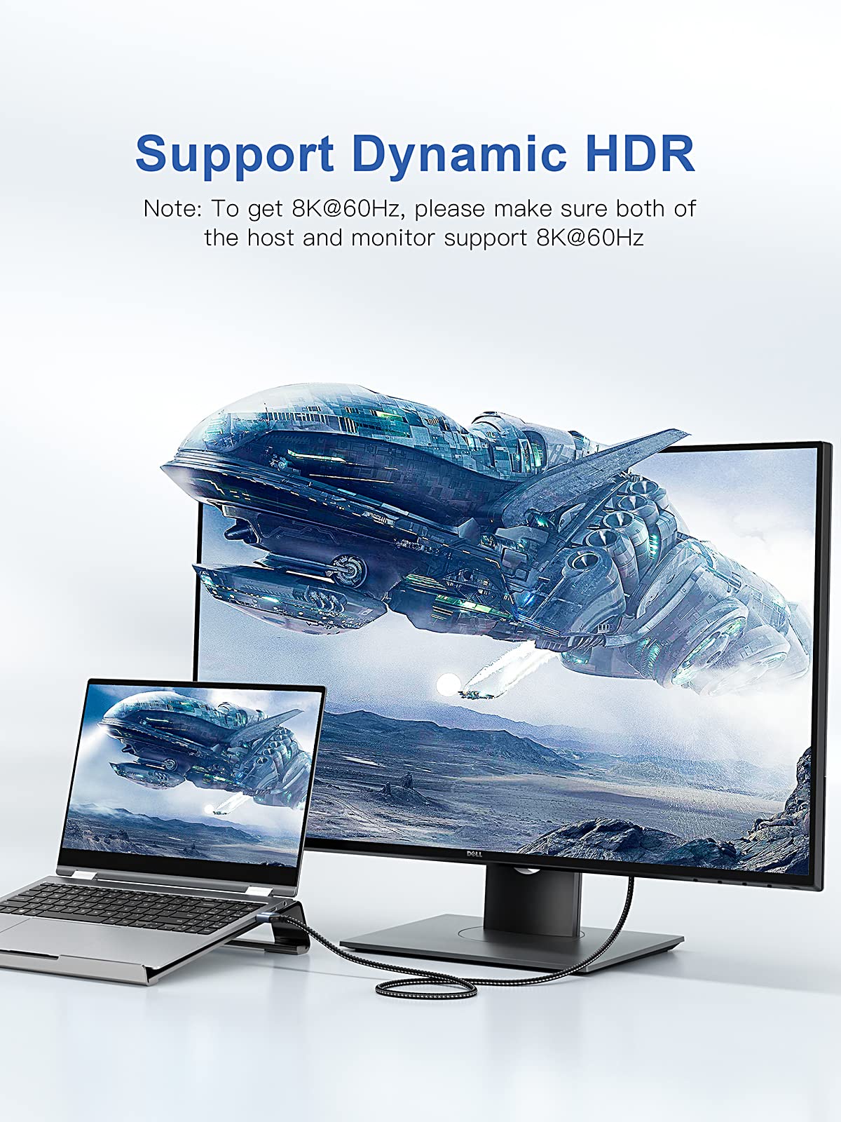 dockteck 8K DisplayPort Cable 1.4 10FT, DP to DP UHD Speed Display Port Cord, Cable Support HBR3 32.4Gbps HDCP Braided Cable for TV FreeSync G-Sync Gaming Monitor PC Laptop