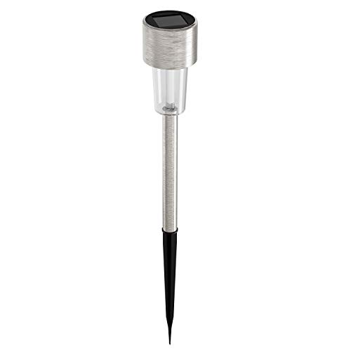 Pure Garden 50-LG1067 Path Lights-12.2β Stainless Steel Outdoor Stake Garden, Landscape, Patio, Driveway, Walkway 12.2" Solar Pathway Lights-Set of 12, Silver