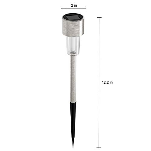 Pure Garden 50-LG1067 Path Lights-12.2β Stainless Steel Outdoor Stake Garden, Landscape, Patio, Driveway, Walkway 12.2" Solar Pathway Lights-Set of 12, Silver