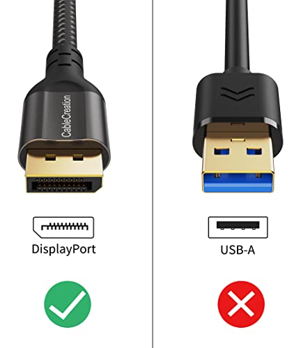 CableCreation 8K DisplayPort Cable 1.4, 6FT DP Cable,8K@60Hz, 4K@144Hz, 1080P@240Hz HBR3 Support 32.4Gbps, HDCP 2.2, HDR10 FreeSync G-Sync for PC, Laptop to TV, Gaming Monitor and Graphics