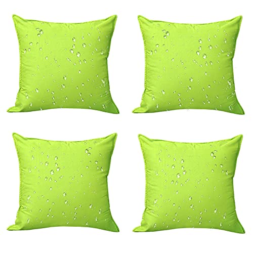 SOFJAGETQ Pack of 4 Green Decorative Outdoor Waterproof Pillow Covers for Patio Furniture Pillow Cases, 18"x18", Apple Green