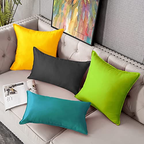 SOFJAGETQ Pack of 4 Green Decorative Outdoor Waterproof Pillow Covers for Patio Furniture Pillow Cases, 18"x18", Apple Green