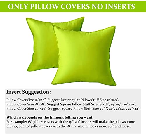 SOFJAGETQ Pack of 4 Green Decorative Outdoor Waterproof Pillow Covers for Patio Furniture Pillow Cases, 18"x18", Apple Green