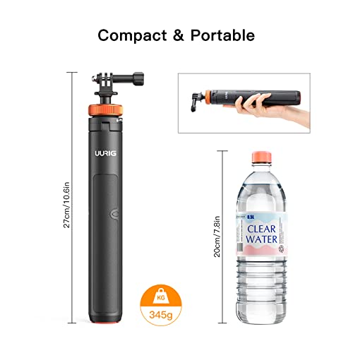 UURig Extendable Selfie Stick Tripod for GoPro Max Hero 10 9 8 7 6 5 4, DJI Osmo Action, Insta 360 One R and More Action Camera(50.7'')