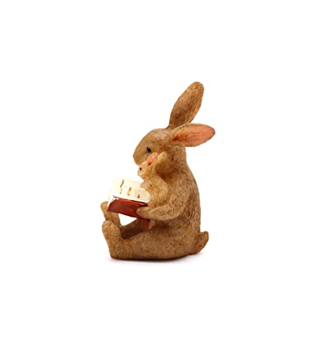 NW Wholesaler Miniature Rabbit Mama Reading Book to her Baby Bunny - Figurine for Fairy Gardens and Garden Decor