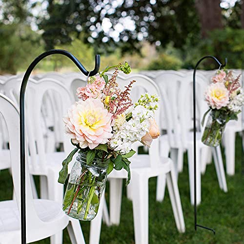 BEAU JARDIN 4 Pack Shepherd Hook 37 inch 2/5 inch Thick Premium Heavy Duty Rust Resistant Shepards Garden Outdoor Hanging Plants Hanger Light Lanterns Mason Jar Wind Chimes Wedding Black BG17401