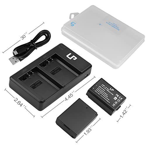 LP-E10 Battery Charger Pack, LP 2-Pack Battery & Dual Slot Charger, Compatible with Canon EOS Rebel T7, T6, T5, T3, T100, 4000D, 3000D, 2000D, 1500D, 1300D & More (Not for T3i T5i T6i T6s T7i)