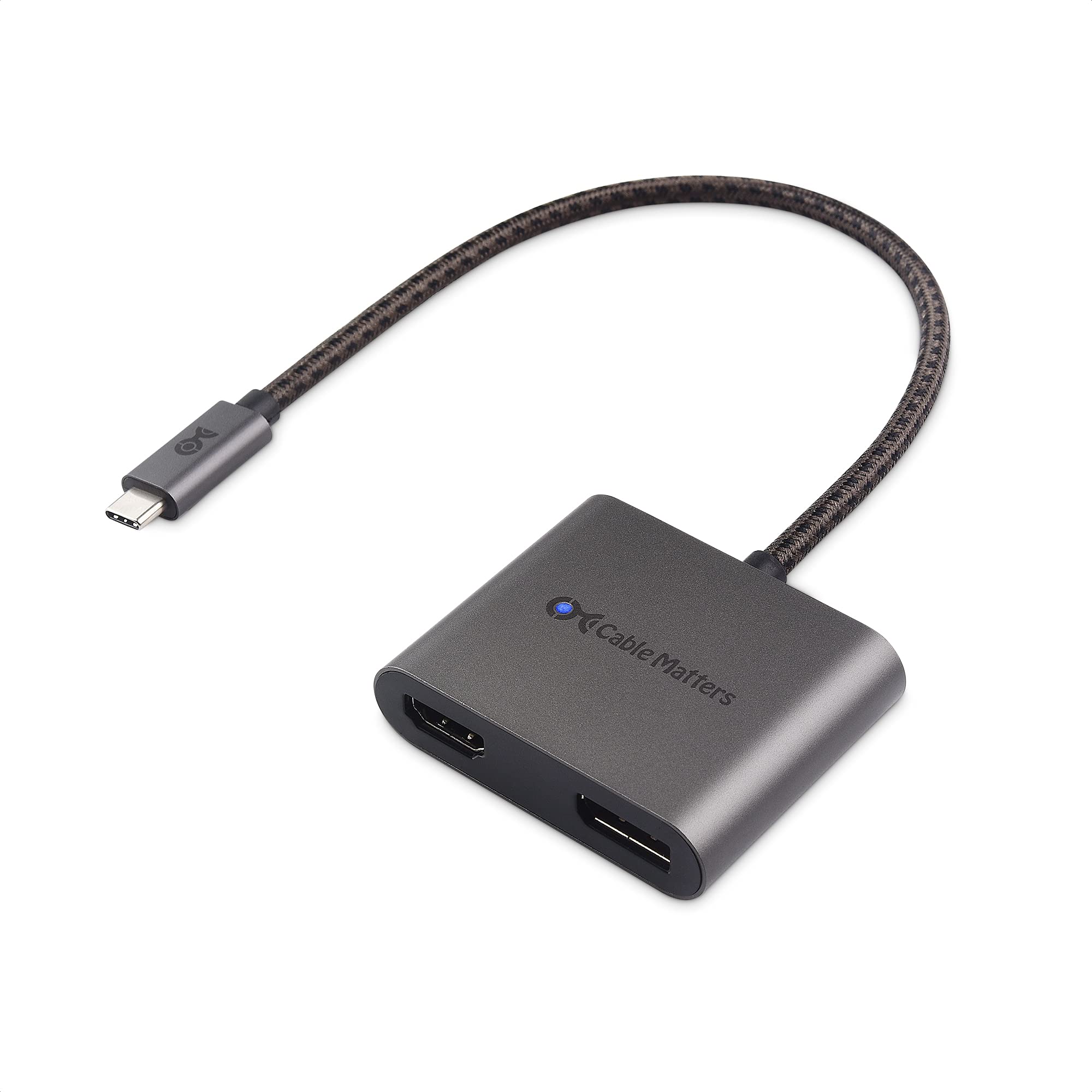 Cable Matters 8K or Dual 4K @60Hz USB-C to HDMI and DisplayPort Adapter in Gray -Thunderbolt 4 and USB4 Compatible for DELL XPS, Surface Pro, MacBook and More(macOS only supports one extended display)